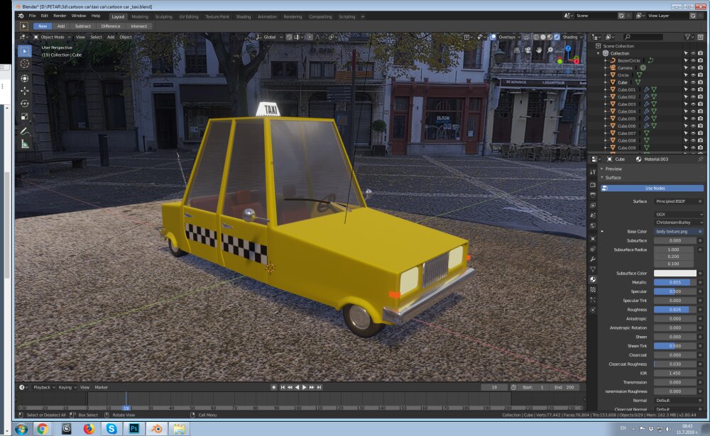 Cartoon Vintage Yellow Taxi Cab 3D model - Download Sedan on 3DModels.org