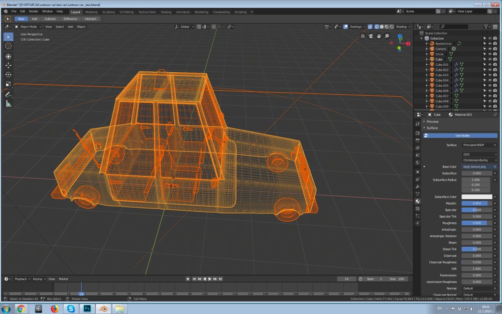 Cartoon Vintage Yellow Taxi Cab 3D model - Download Sedan on 3DModels.org