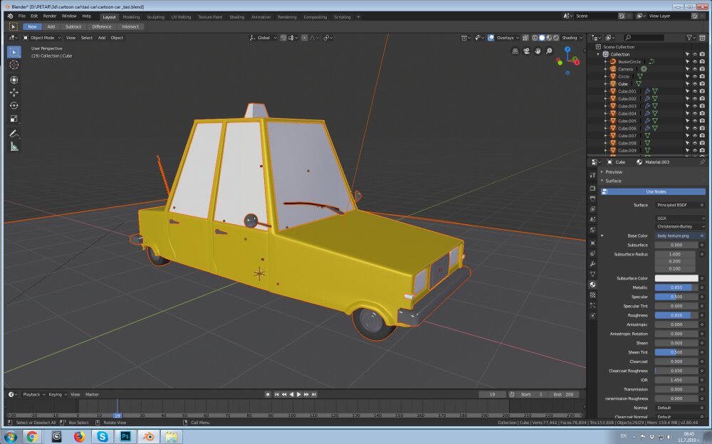 Cartoon Vintage Yellow Taxi Cab 3D model - Download Sedan on 3DModels.org