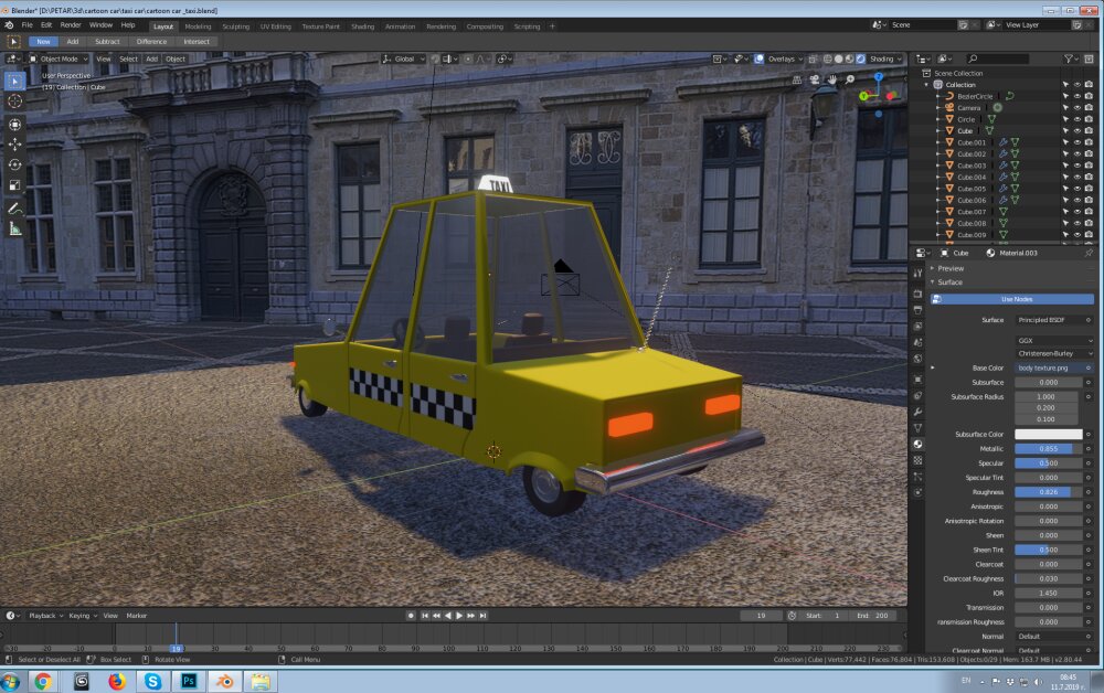 Cartoon Vintage Yellow Taxi Cab 3D model - Download Sedan on 3DModels.org