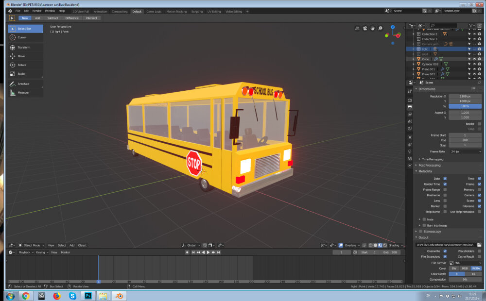 Yellow School Bus with Stop Sign 3D model - Download Bus on 3DModels.org