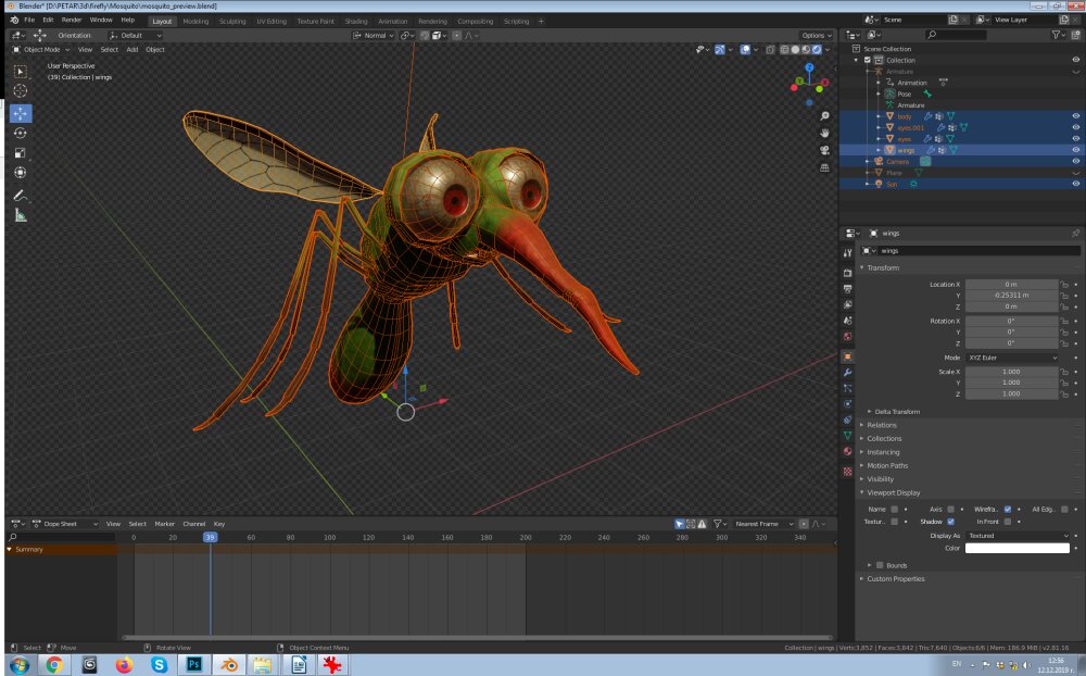 Stylized Mosquito 3D model - Download Cartoon characters on 3DModels.org