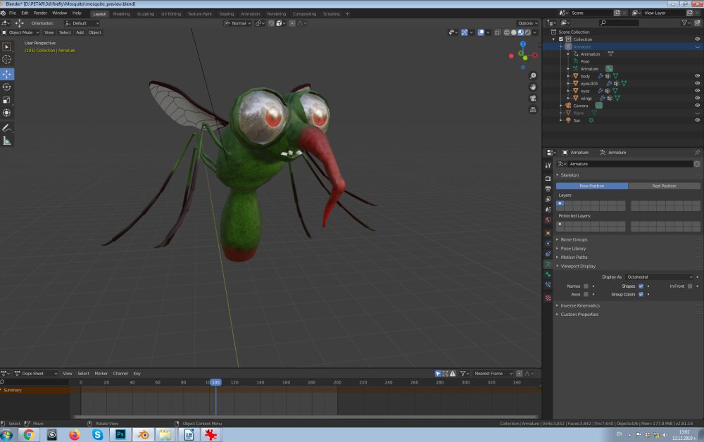 Stylized Mosquito 3D model - Download Cartoon characters on 3DModels.org