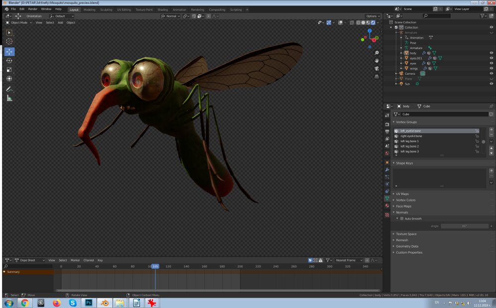 Stylized Mosquito 3D model - Download Cartoon characters on 3DModels.org
