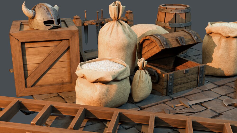 Medieval Burlap Sacks 3D model - Download Tools on 3DModels.org