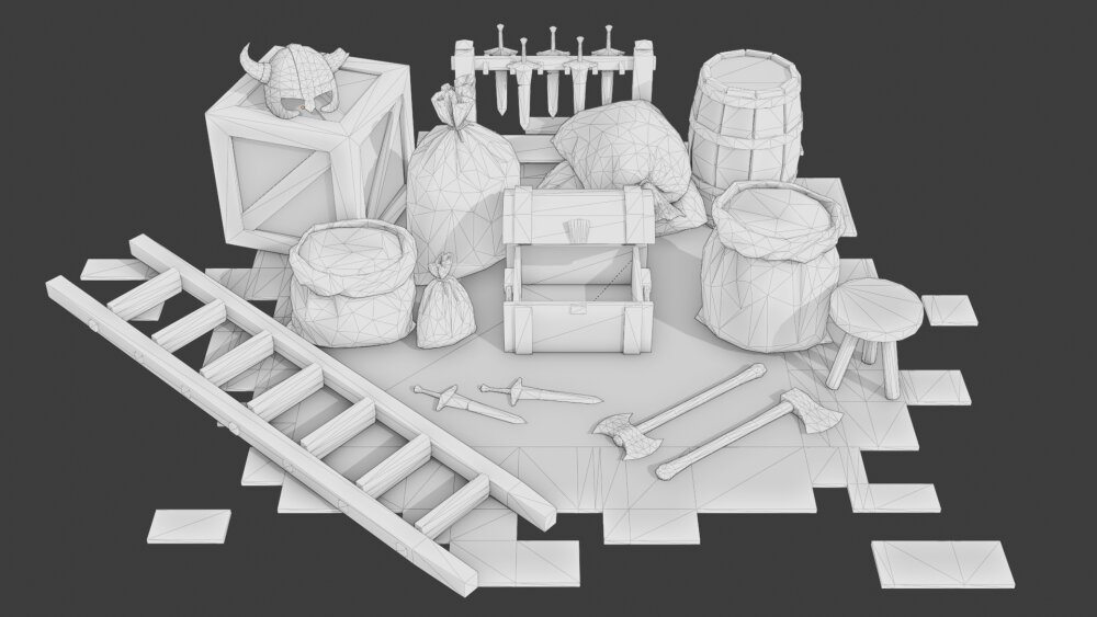 Medieval Burlap Sacks 3D model - Download Tools on 3DModels.org
