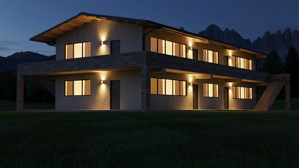 Two-story Residential Building 3D model - Download Buildings on ...