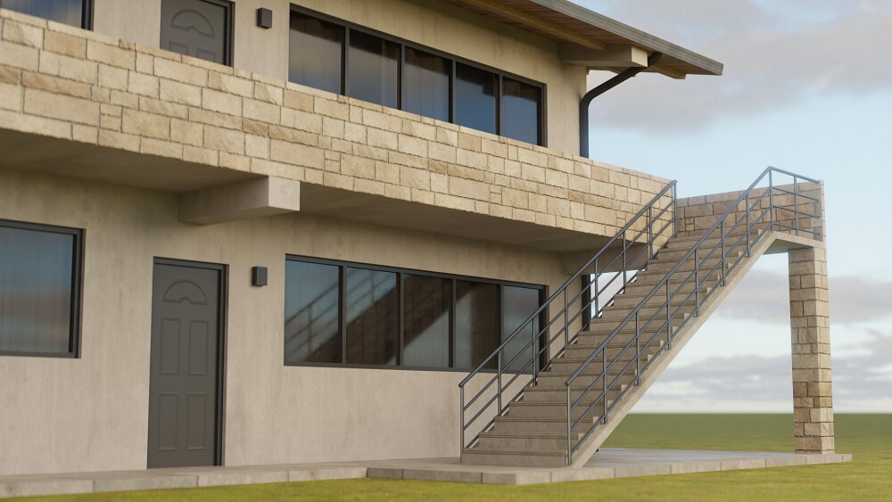 Two-story Residential Building 3D model - Download Buildings on ...