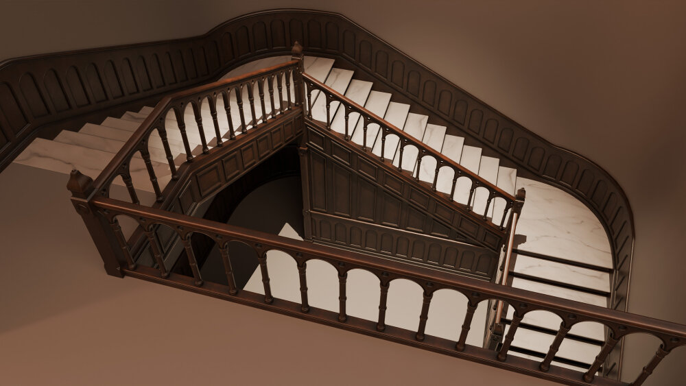 Wooden Staircase – Modular Asset Extended 3D model - Download Building ...