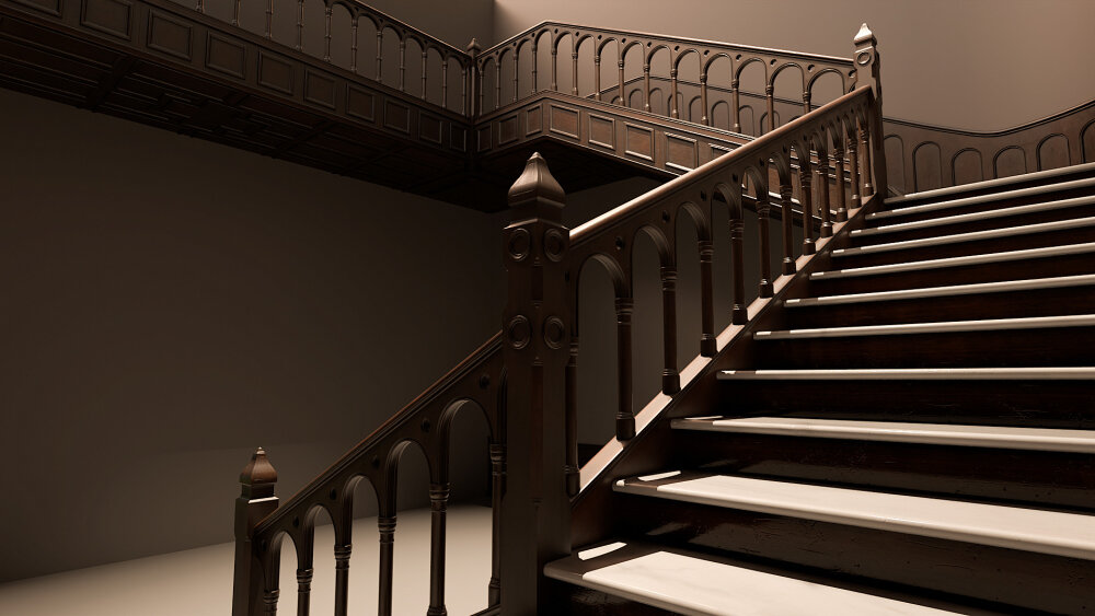 Wooden Staircase – Modular Asset Extended 3D model - Download Building ...