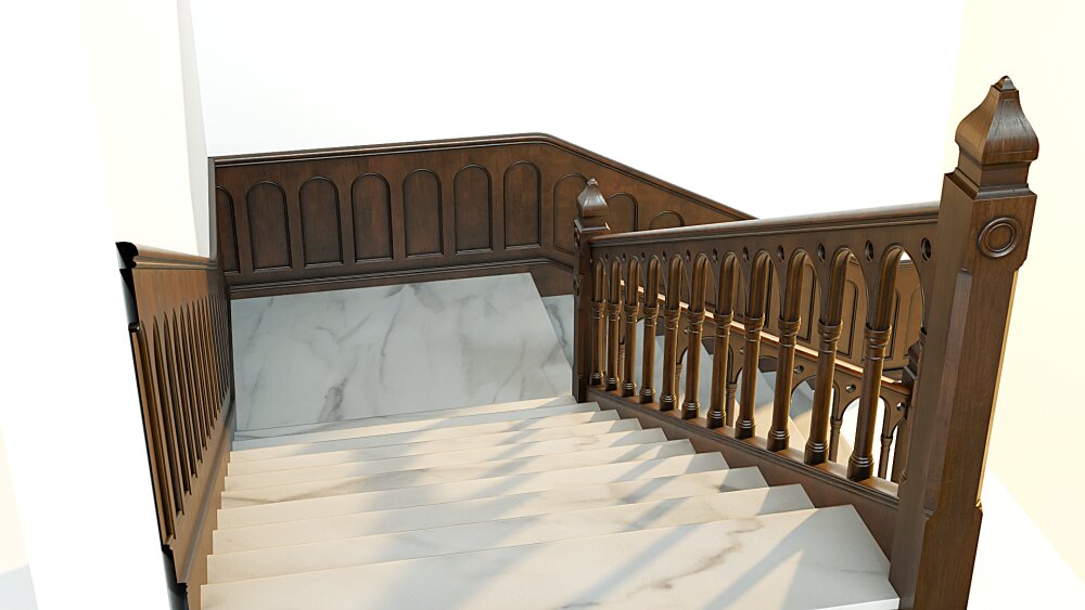 Wooden Staircase – Modular Asset Standard 3D model - Download Building ...