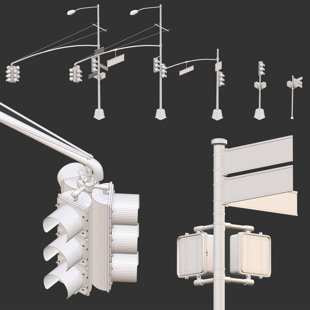 Traffic Light Set 3D model - Download Street elements on 3DModels.org