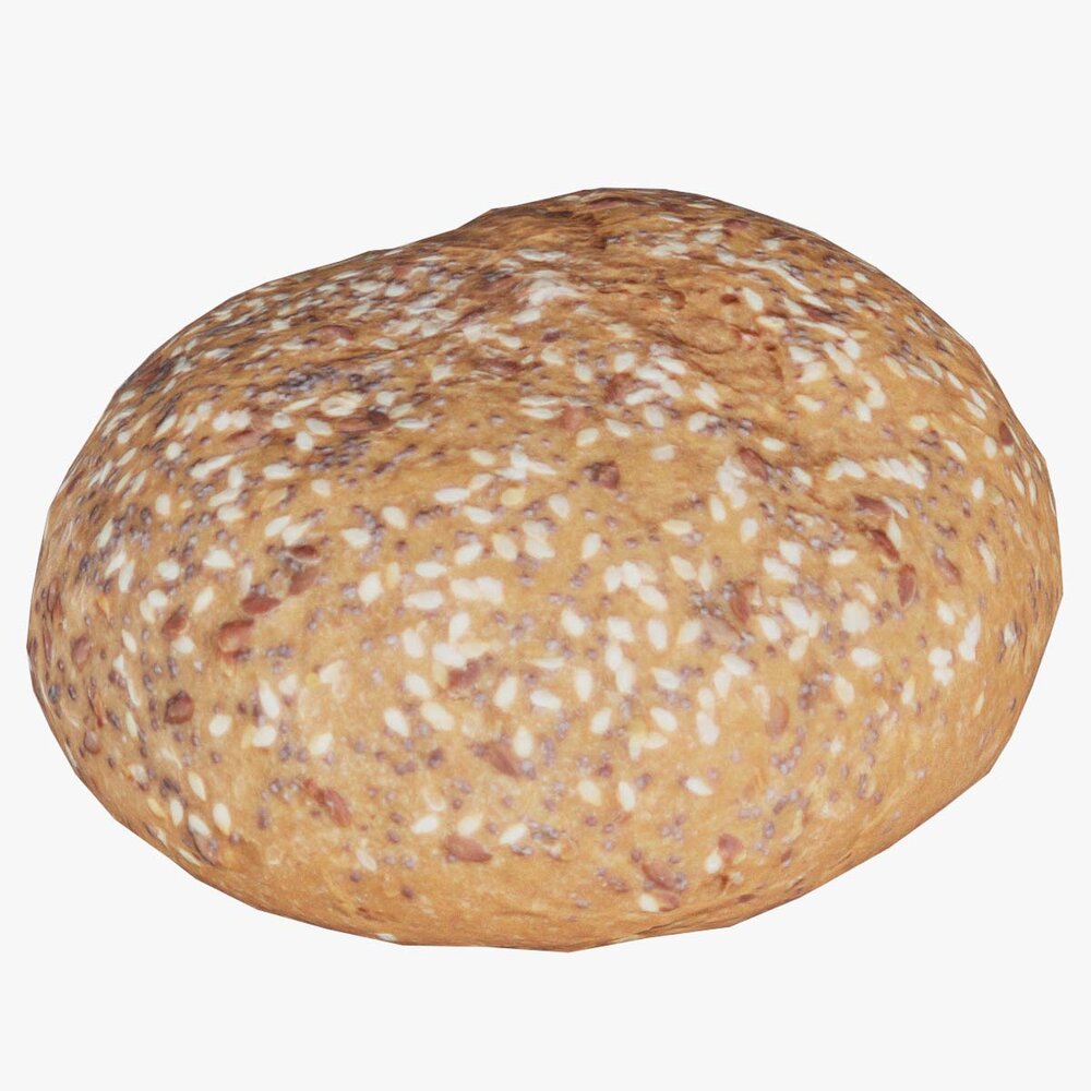 Whole Wheat Multigrain Bread Roll with Sesame Seeds 3D model - Download ...