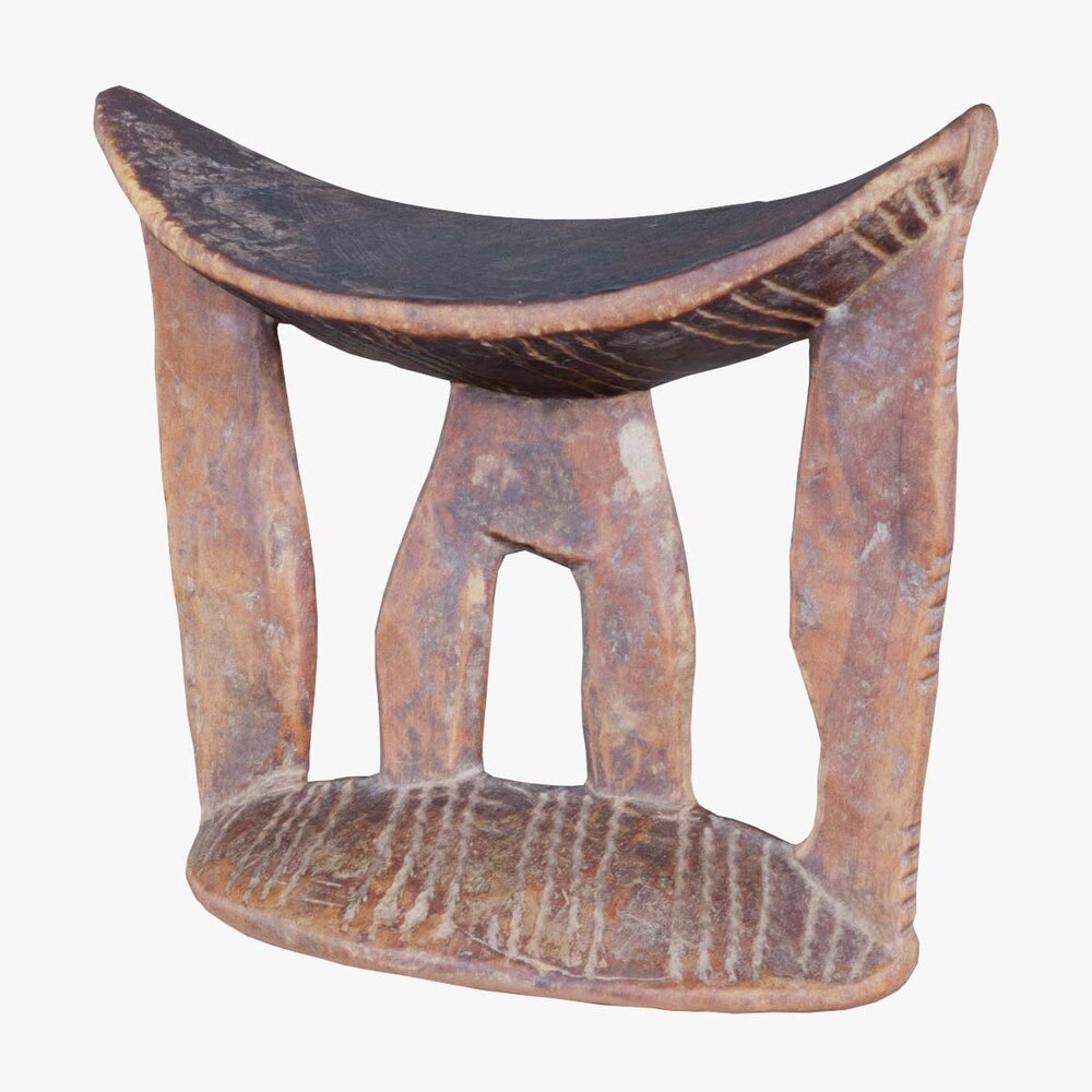 African Wooden Curved Headrest 3D model - Download Decoration on ...
