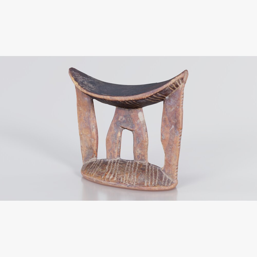 African Wooden Curved Headrest 3D model - Download Decoration on ...