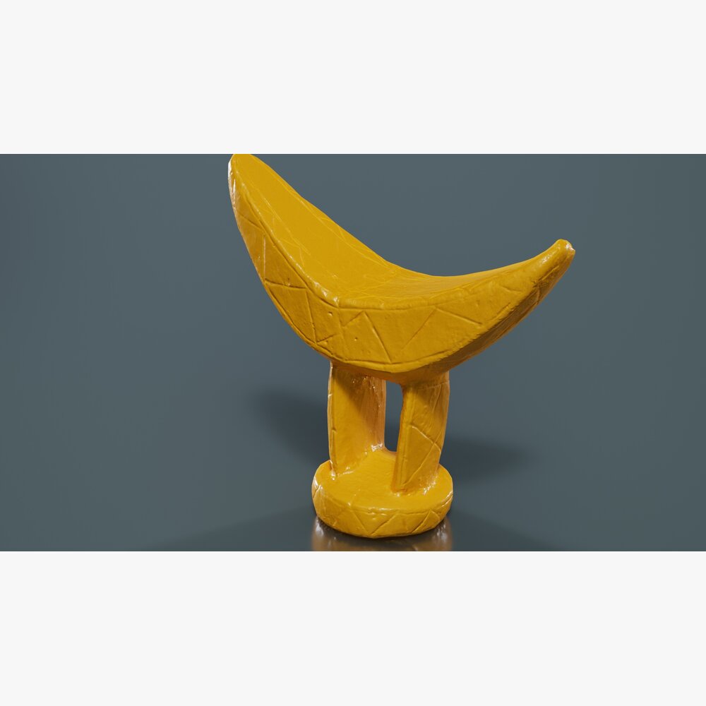 Old African Wooden Headrest 3D model - Download Decoration on 3DModels.org
