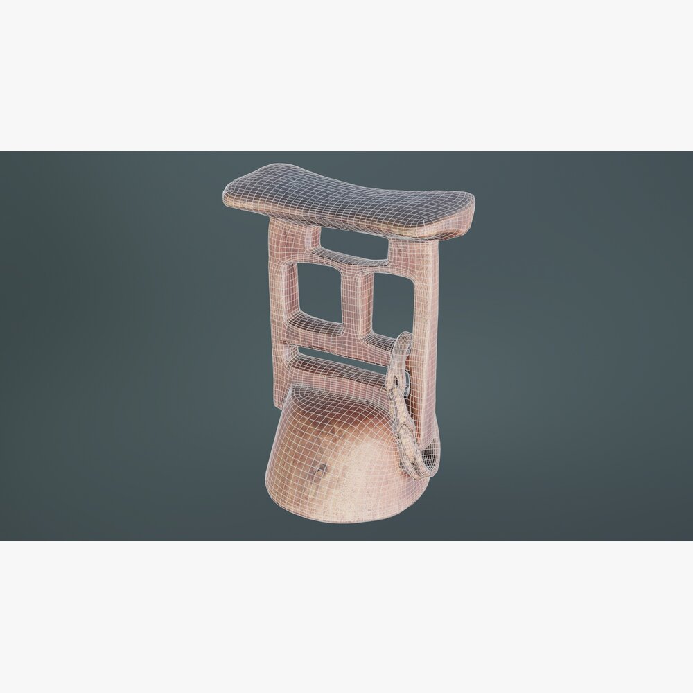 Unique African Wooden Headrest Design 3D model - Download Decoration on ...