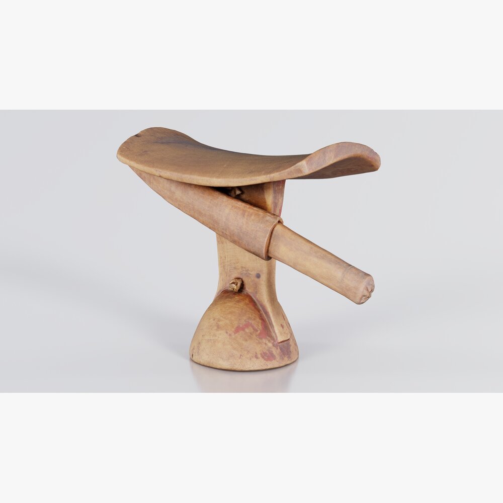 Wooden African Curved Headrest 3D model - Download Decoration on ...