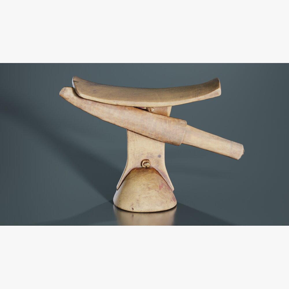 Wooden African Curved Headrest 3D model - Download Decoration on ...
