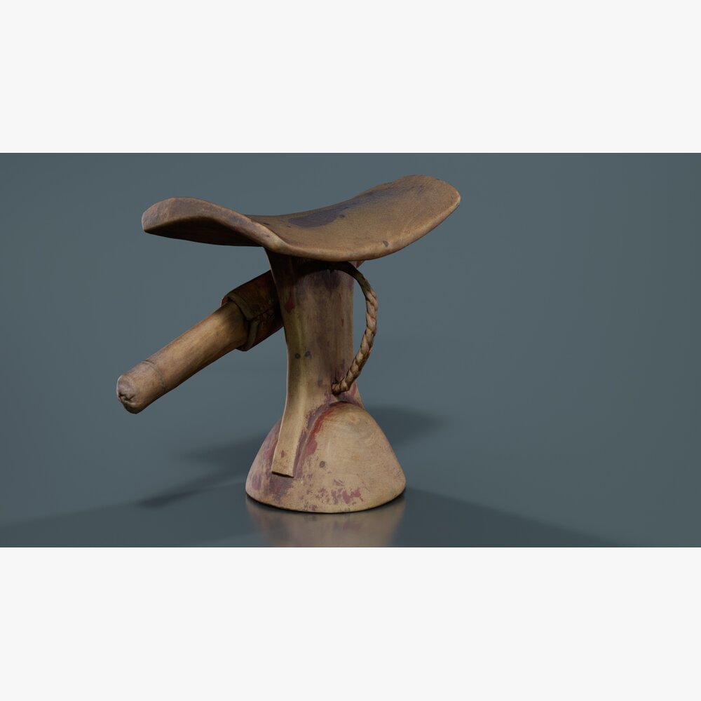 Wooden African Curved Headrest 3D model - Download Decoration on ...