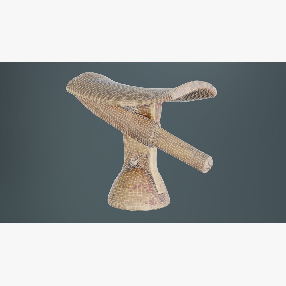 Wooden African Curved Headrest 3D model - Download Decoration on ...