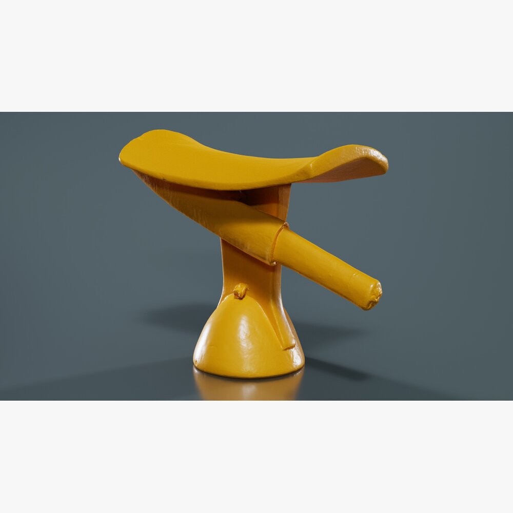 Wooden African Curved Headrest 3D model - Download Decoration on ...