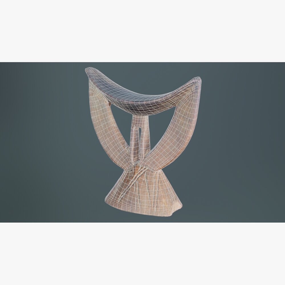 Abstract African Wooden Headrest Sculpture 3D model - Download ...