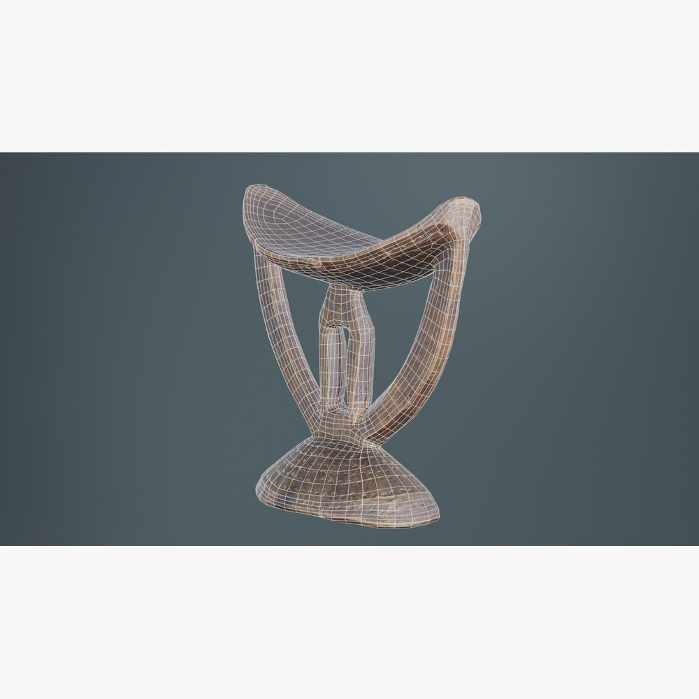 African Wooden Headrest 3D model - Download Decoration on 3DModels.org