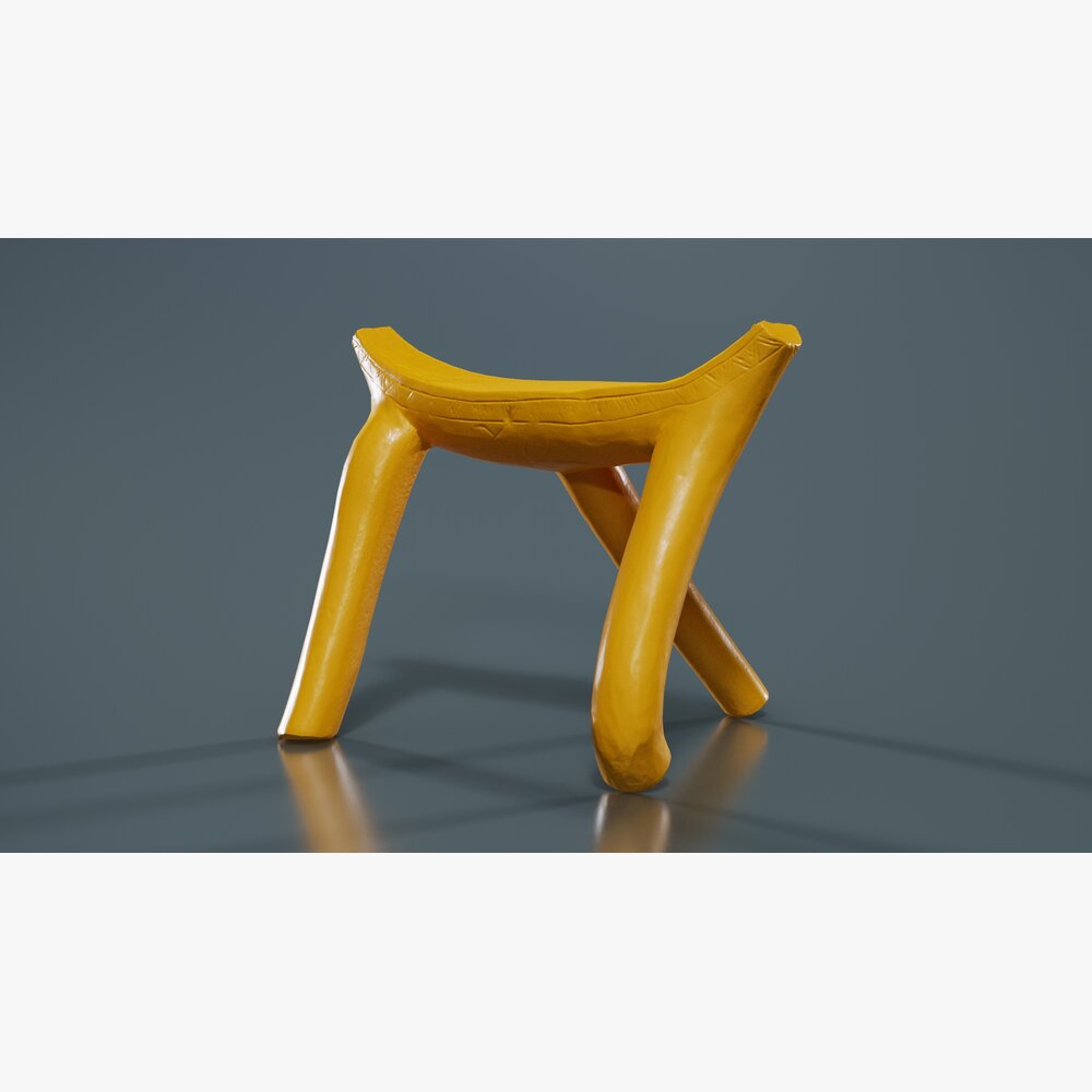 Unique African Wooden Headrest 3D model - Download Decoration on ...