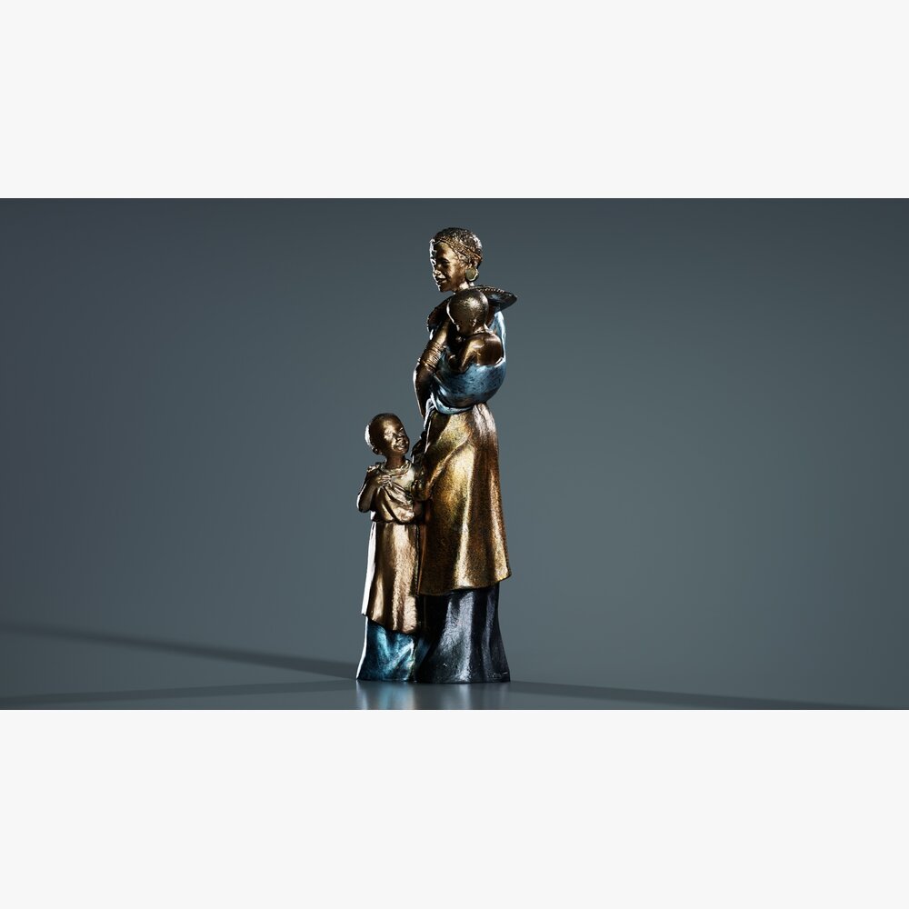 Mother With Two Children Sculpture 3D model - Download Sculptures on ...