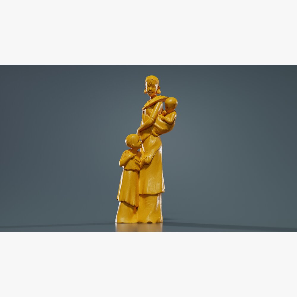 Mother With Two Children Sculpture 3D model - Download Sculptures on ...