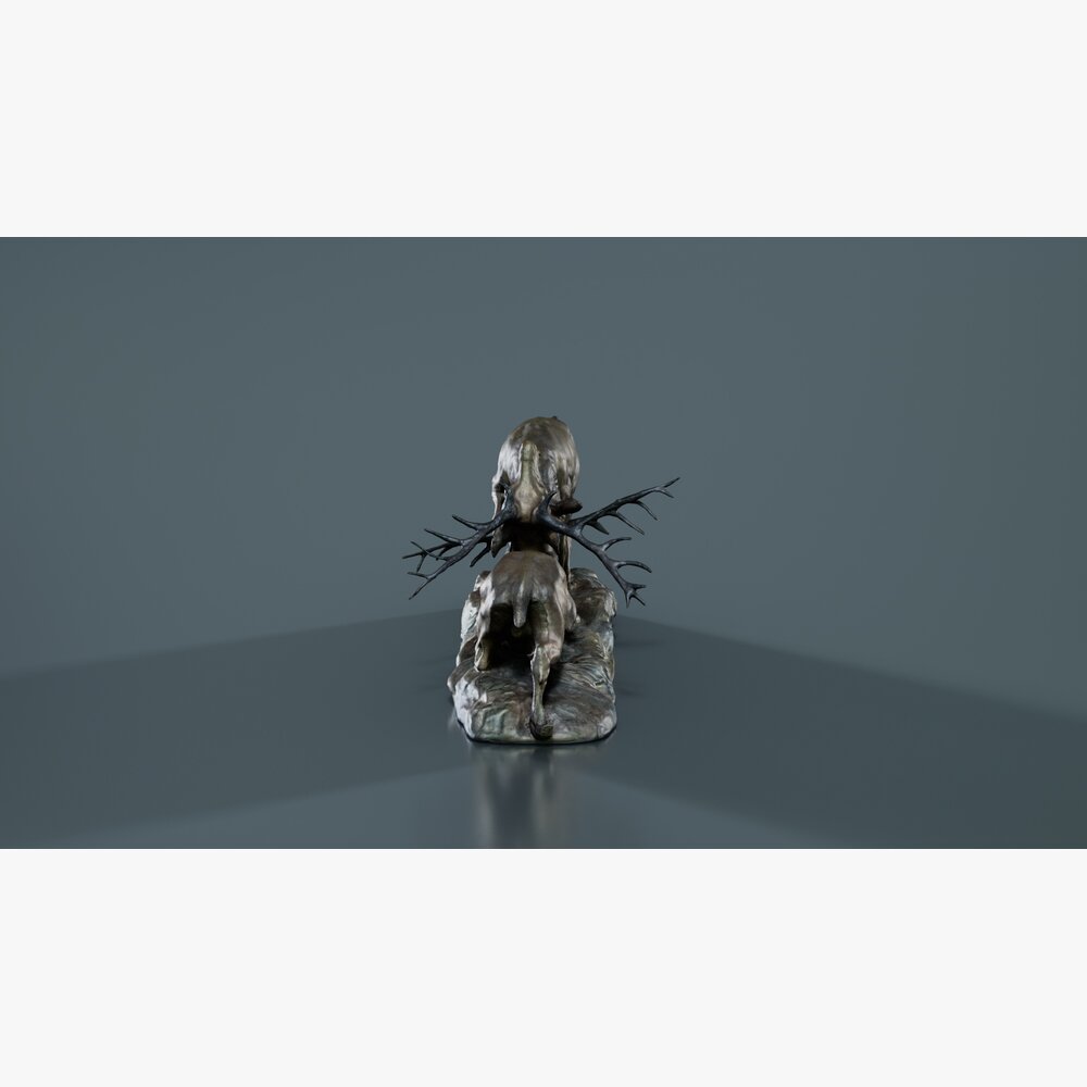Two Dear Fighting Statue 3D model - Download Sculptures on 3DModels.org