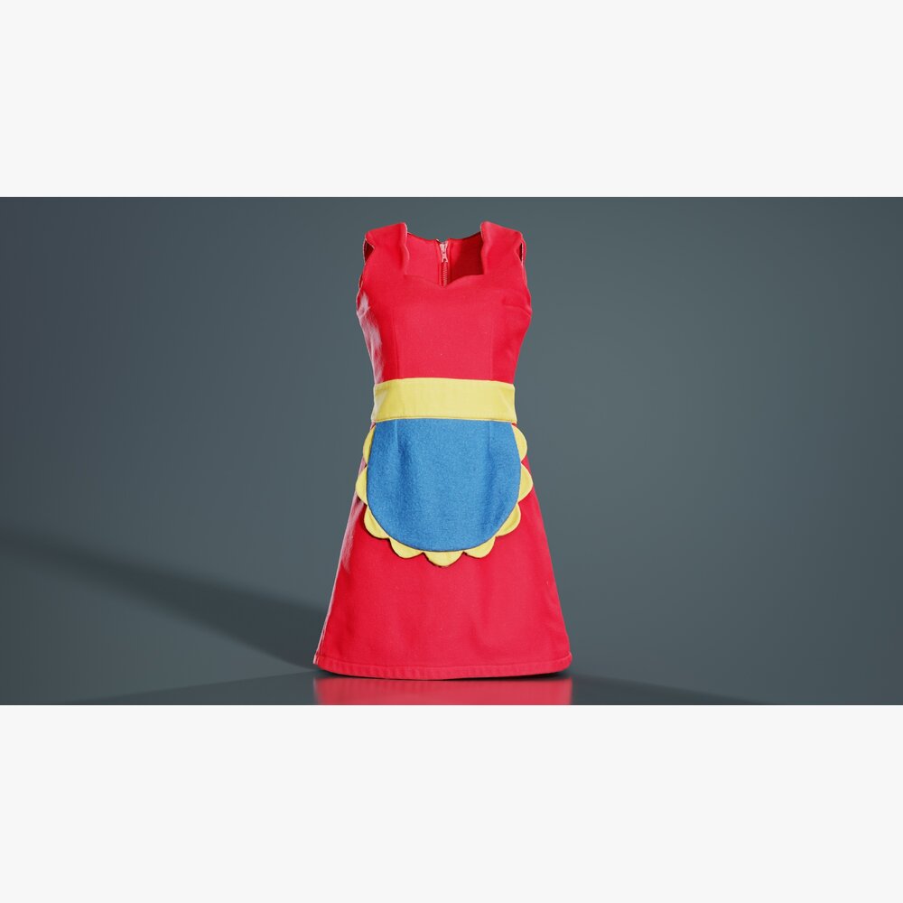 Cute Red Felt Dress 3D model - Download Dresses on 3DModels.org