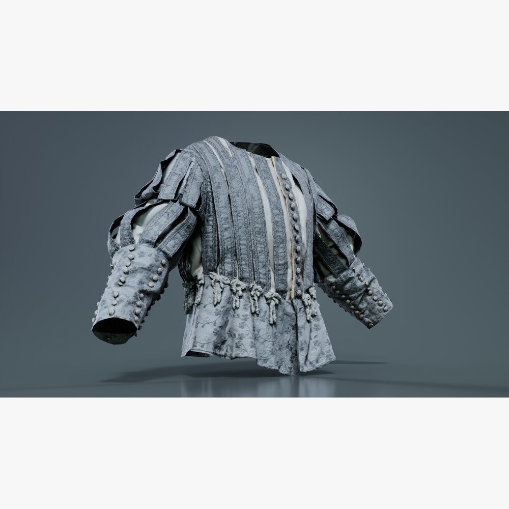 Vintage Buttoned Prince Jacket Puff 3D model - Download Suits on ...