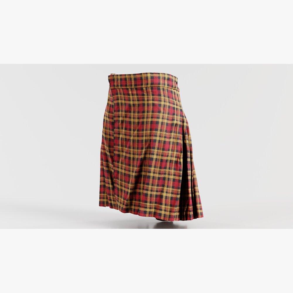 Traditional Red and Gold Tartan Scottish Kilt 3D model - Download ...