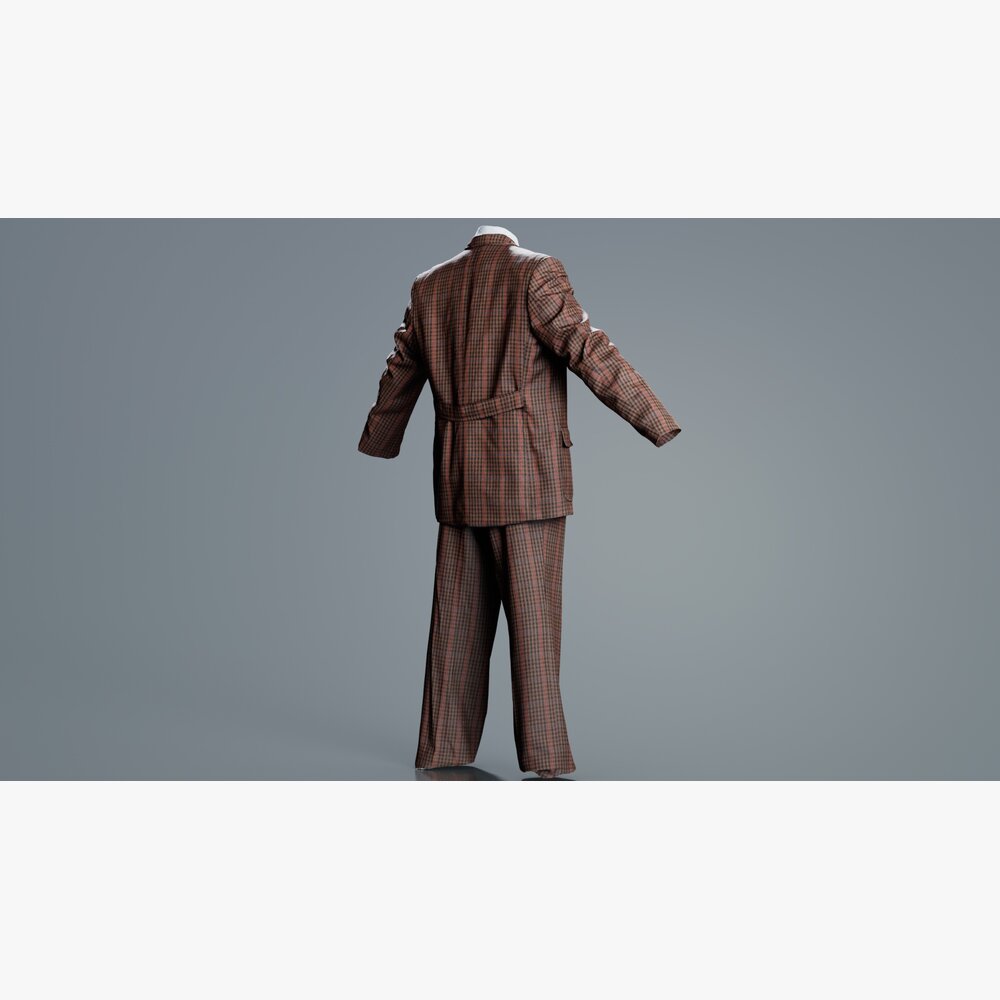Vintage Checkered Suit Open 3D model - Download Suits on 3DModels.org