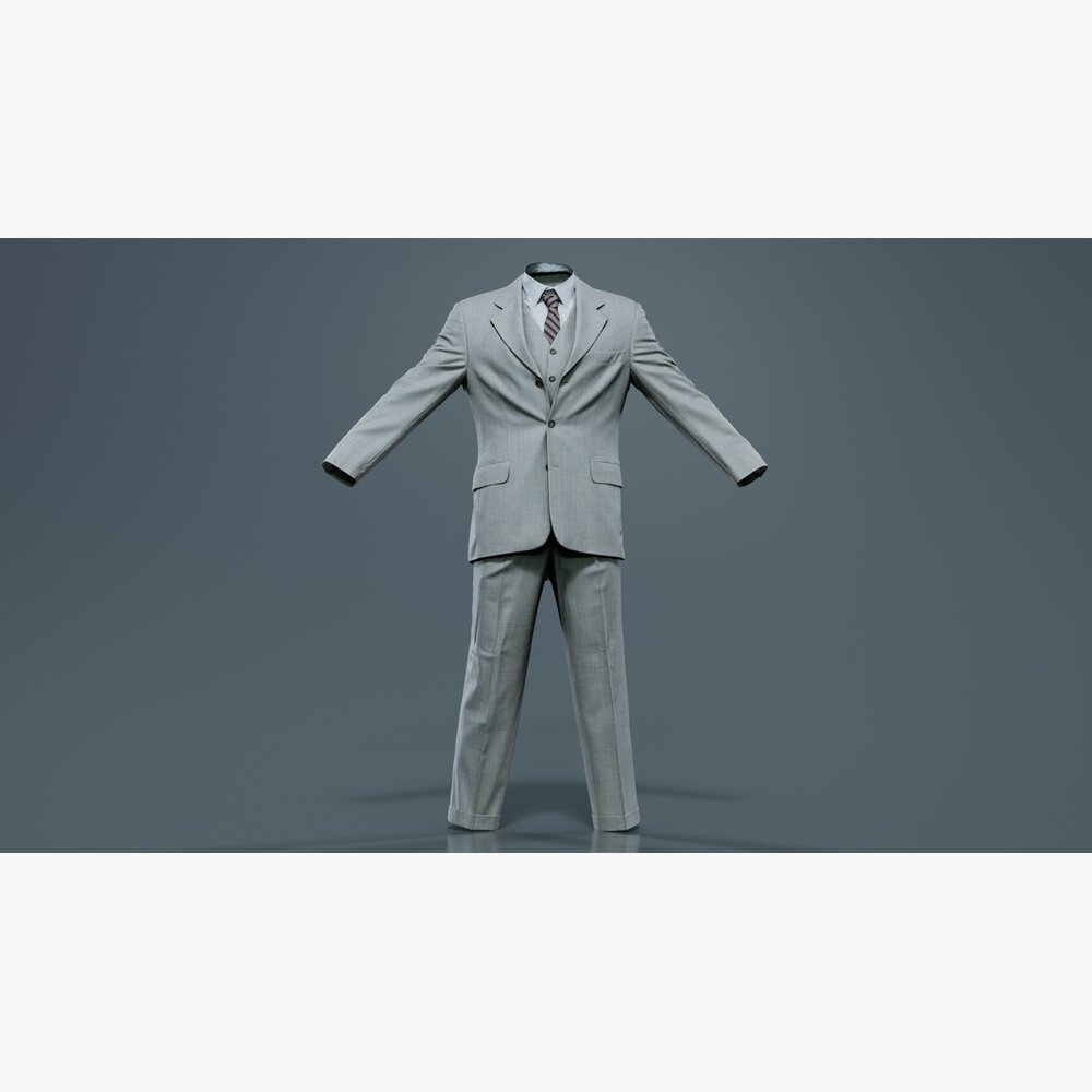 Classic Gray Suit with Tie 3D model - Download Suits on 3DModels.org