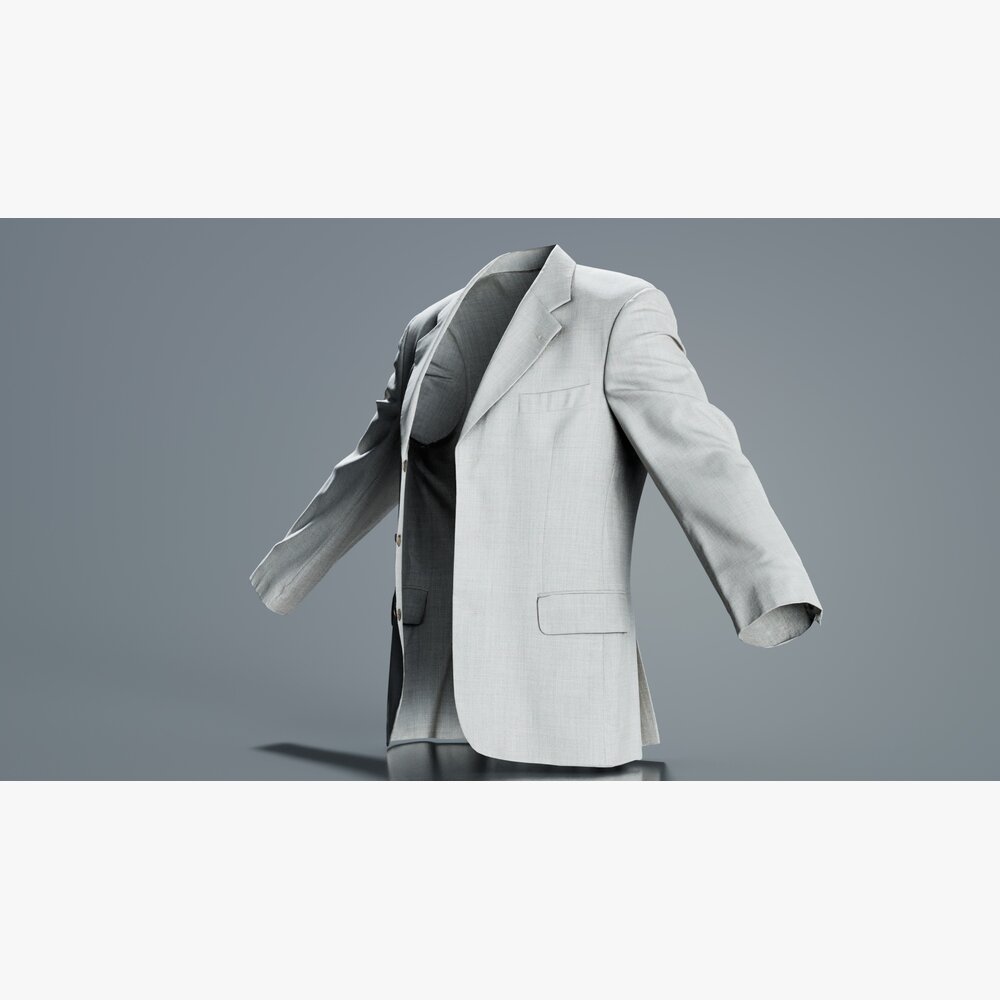 Gray Suit Jacket Open 3D model - Download Suits on 3DModels.org