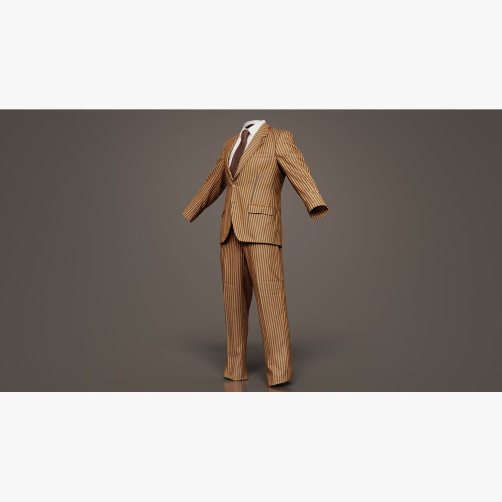 Classic Striped Suit 3D model - Download Suits on 3DModels.org