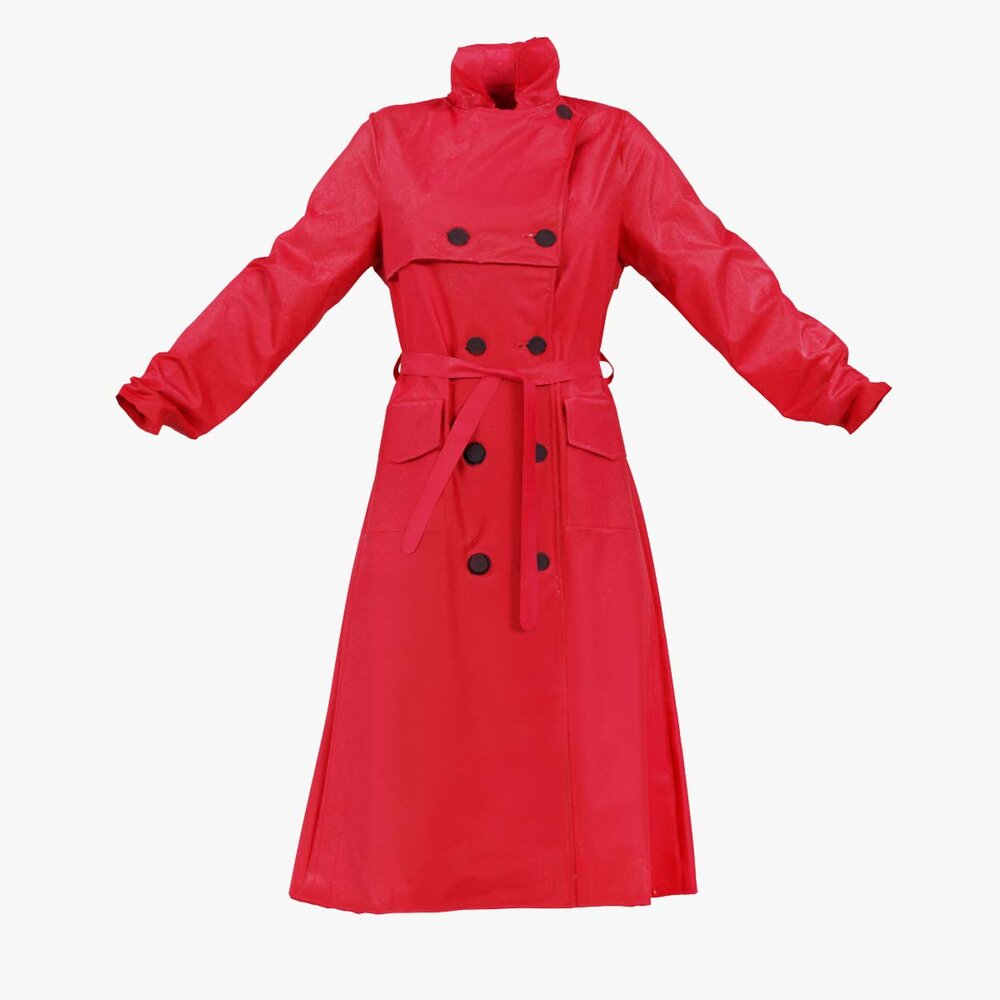 Black Red Vinyl Raincoat Closed 3D model - Download Coats on 3DModels.org