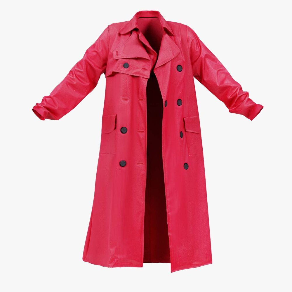 Black Red Vinyl Raincoat Open 3D model - Download Coats on 3DModels.org