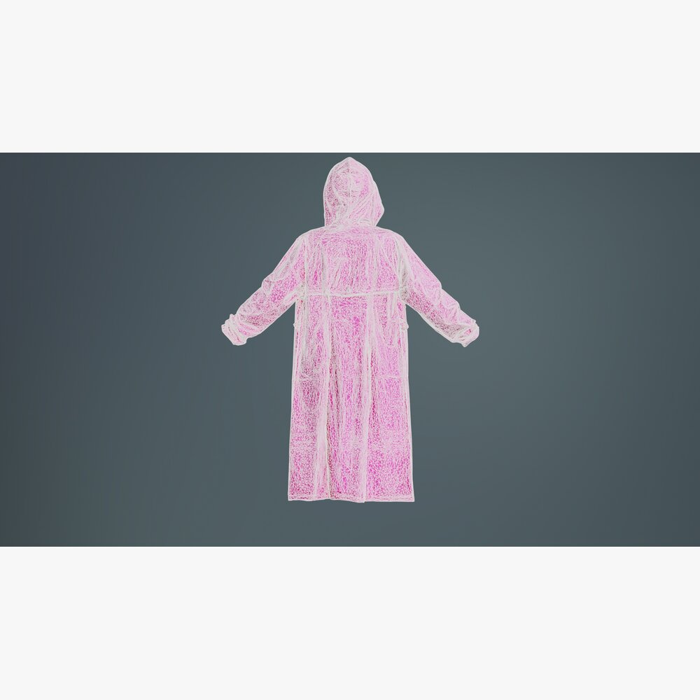 Pink Vinyl Raincoat Open 3D model - Download Coats on 3DModels.org