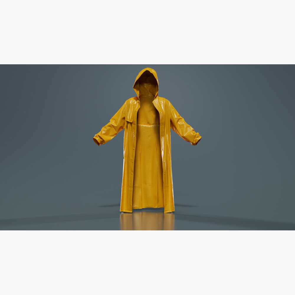 Pink Vinyl Raincoat Open 3D model - Download Coats on 3DModels.org