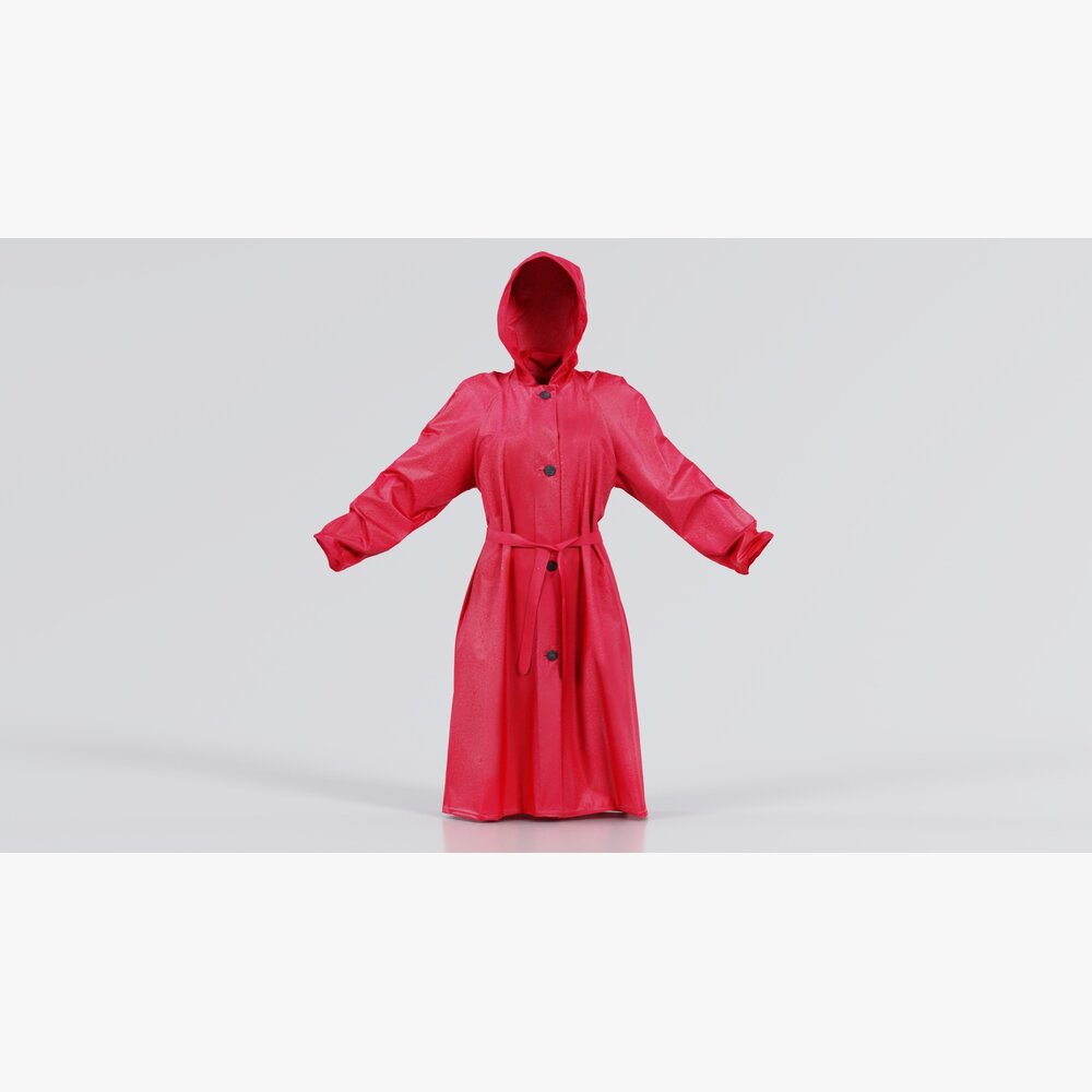 Red Vinyl Raincoat Closed 3D model - Download Coats on 3DModels.org