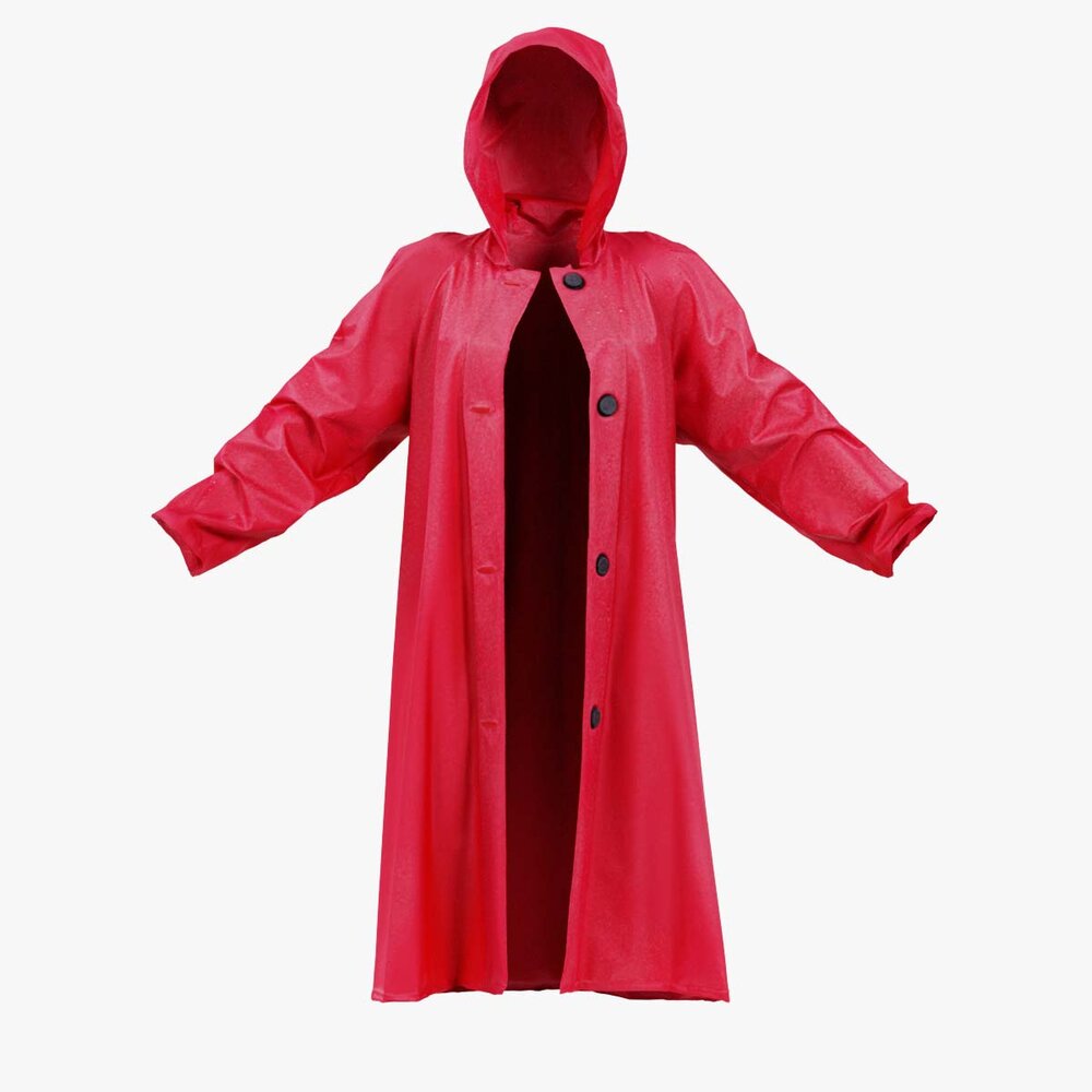 Red Vinyl Raincoat Open 3D model - Download Coats on 3DModels.org