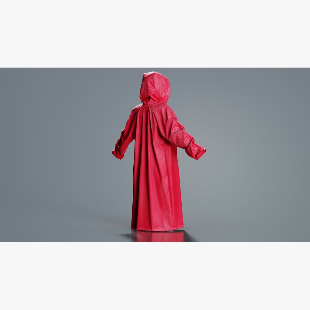 Red Vinyl Raincoat Open 3D model - Download Coats on 3DModels.org