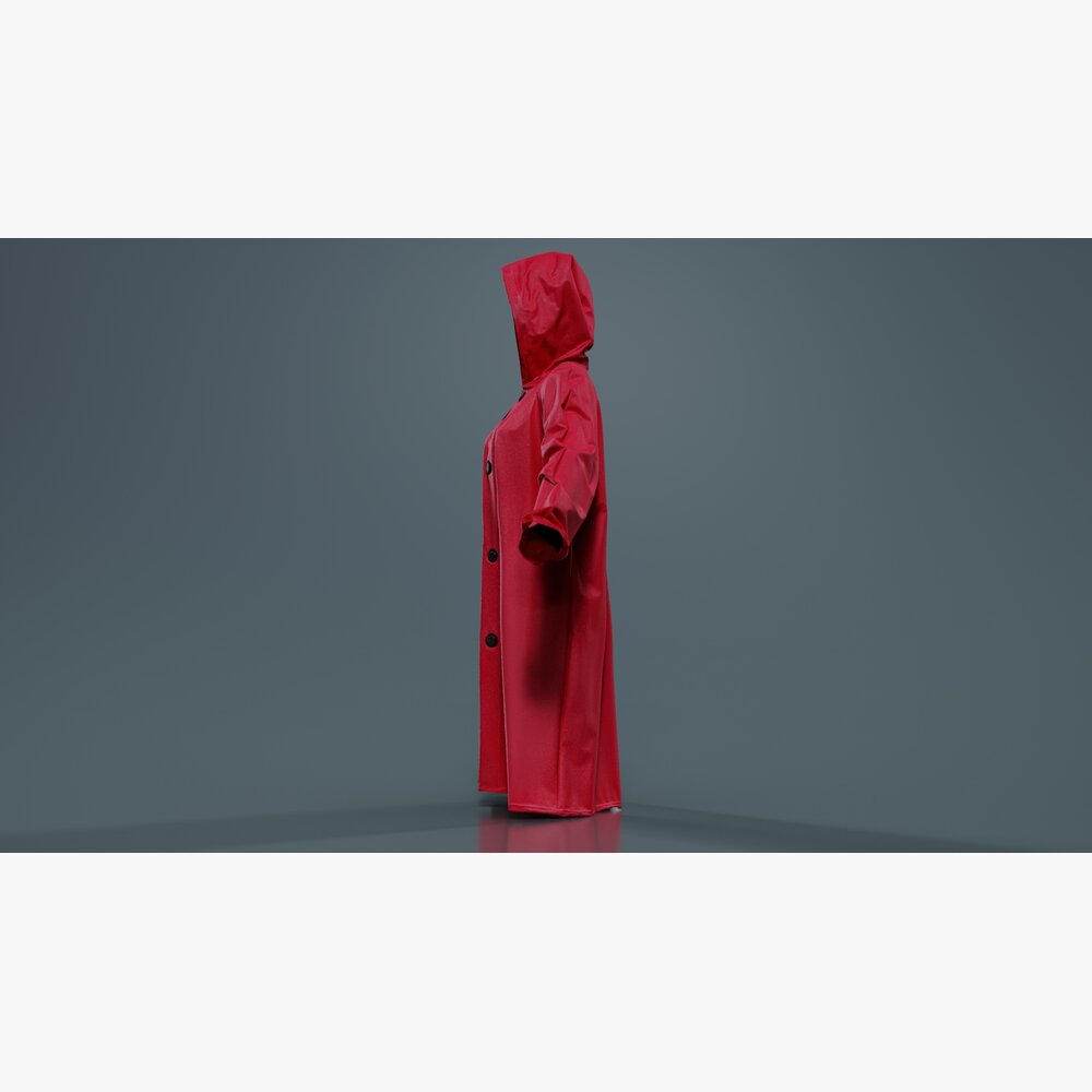 Red Vinyl Raincoat Open 3D model - Download Coats on 3DModels.org