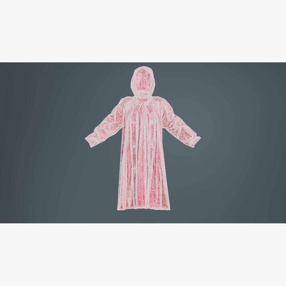 Red Vinyl Raincoat Open 3D model - Download Coats on 3DModels.org