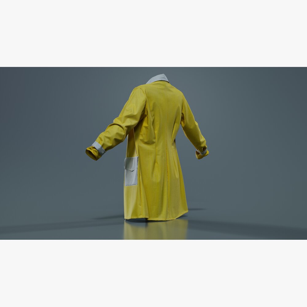 Yellow Pockets Vinyl Raincoat Open 3D model - Download Coats on ...