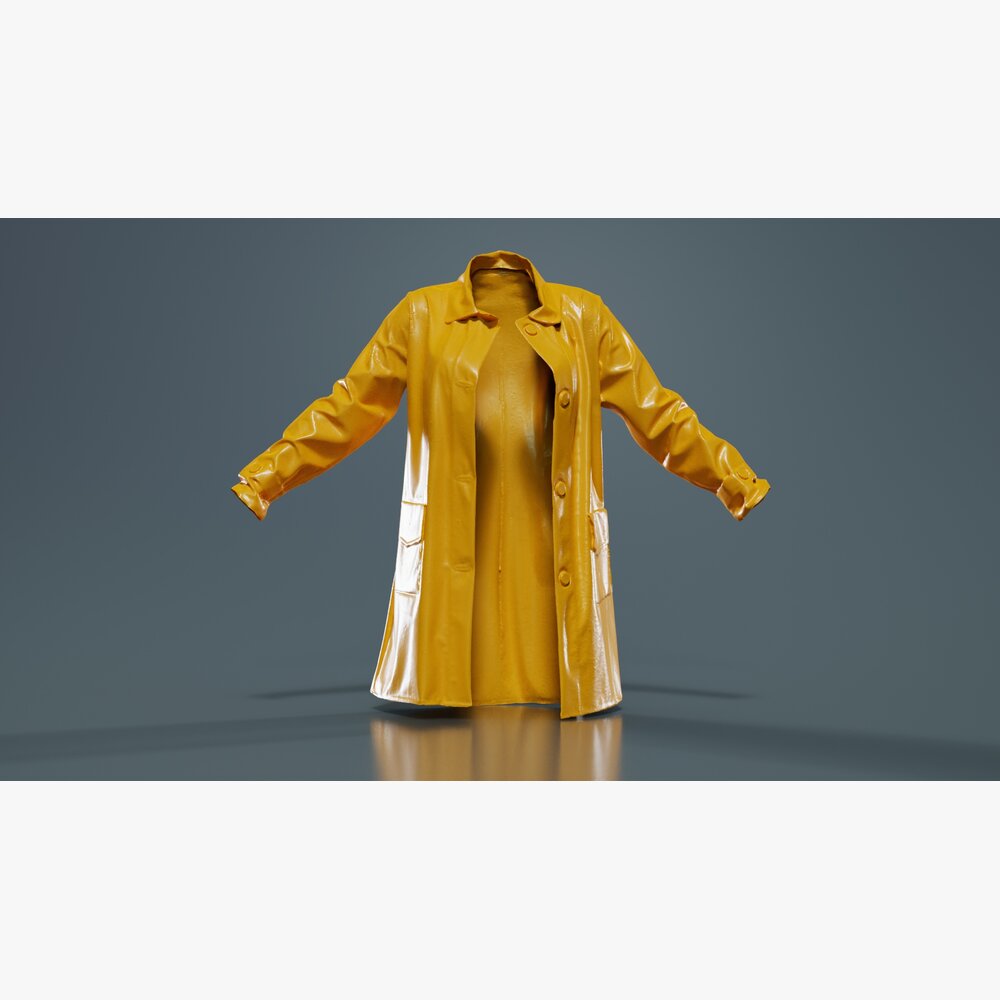 Yellow Pockets Vinyl Raincoat Open Modelo 3D - Baixar Casacos no ...